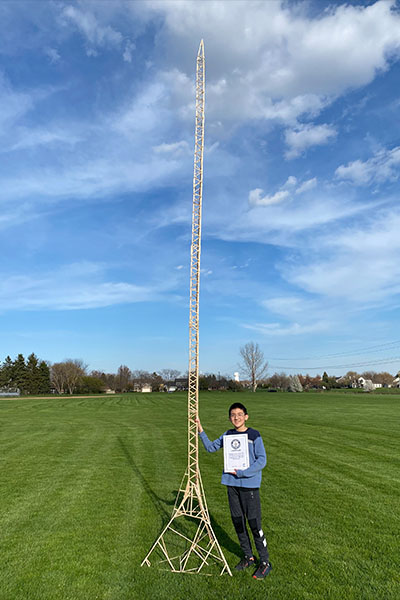 12-year-old boy constructs the world’s tallest popsicle stick structure ...